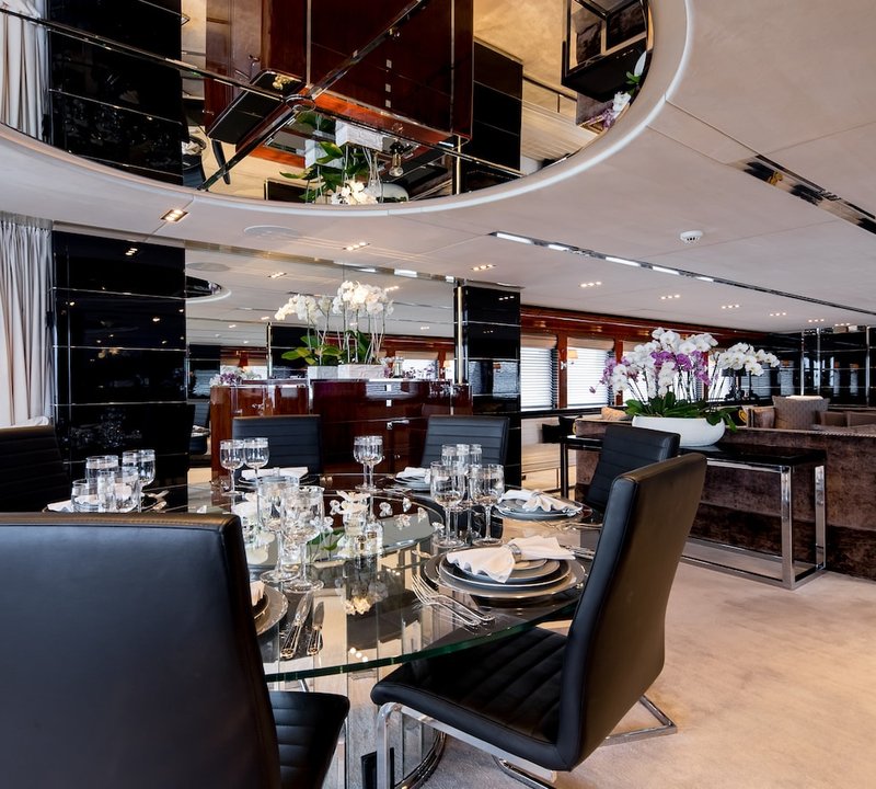 Dining Image Gallery - Charter Yacht Panthalassa - Dining Table ...