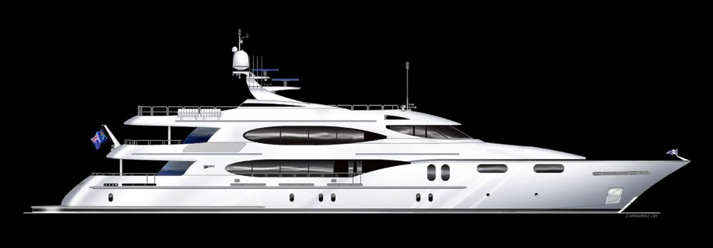 Trinity superyacht hull T059, a 164’ (50m) Aluminum trideck motor yacht ...