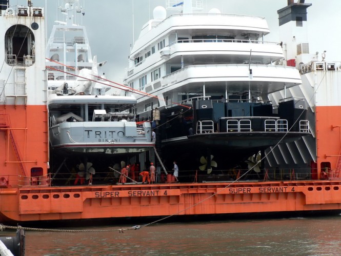 Superyacht Triton & Ulysses on Dockwise Ship — Yacht Charter ...