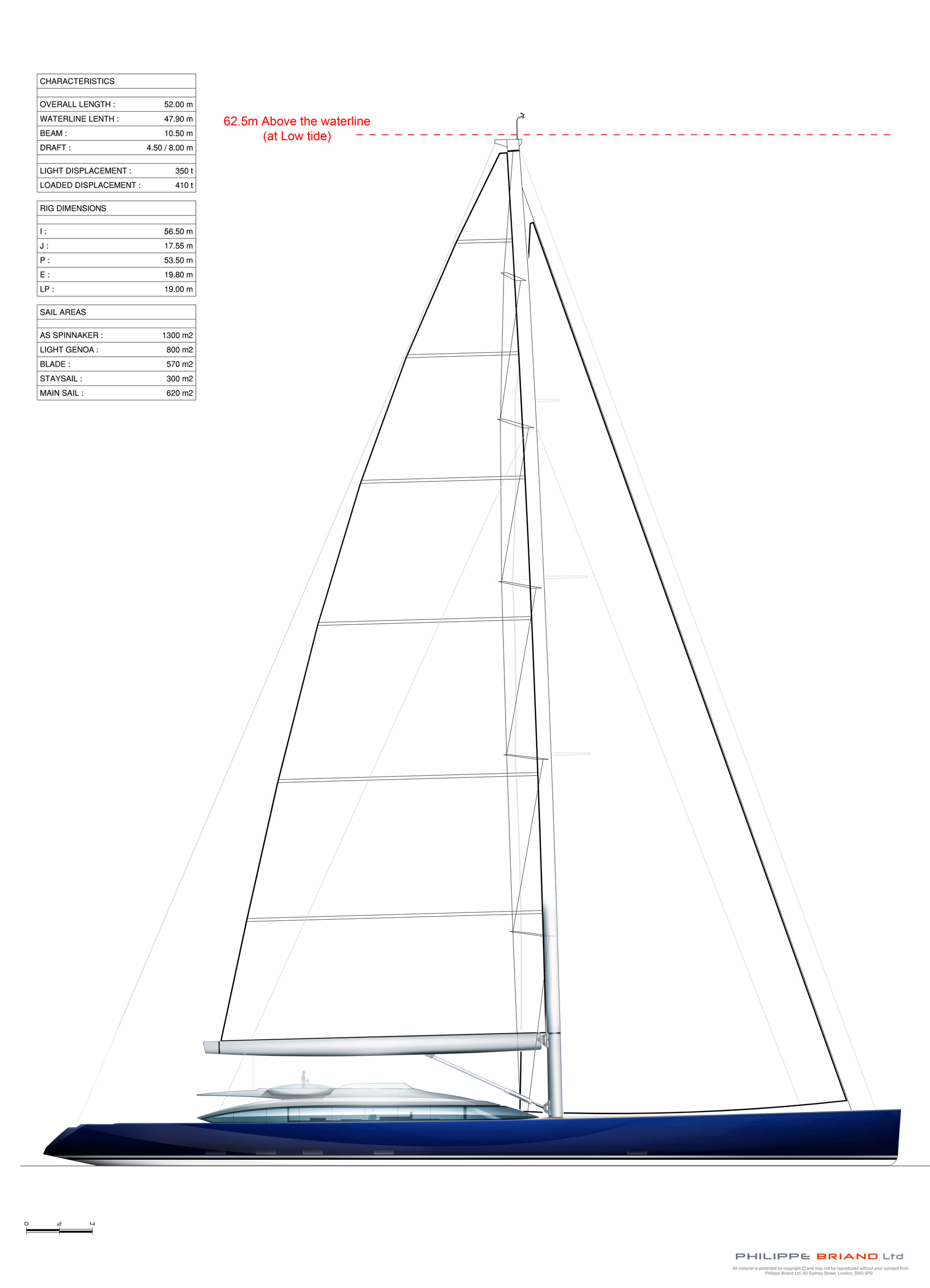 Sail plan render of the 170´ Briand Yacht — Yacht Charter & Superyacht News