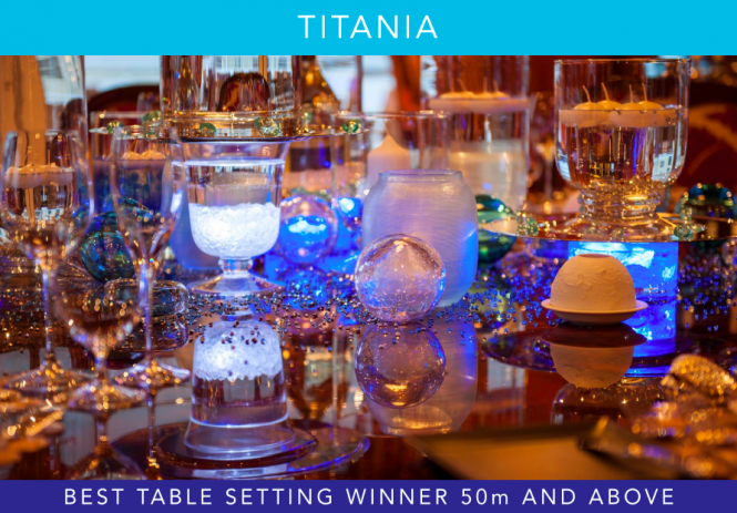 The winning table setting aboard luxury charter yacht Titania — Yacht ...