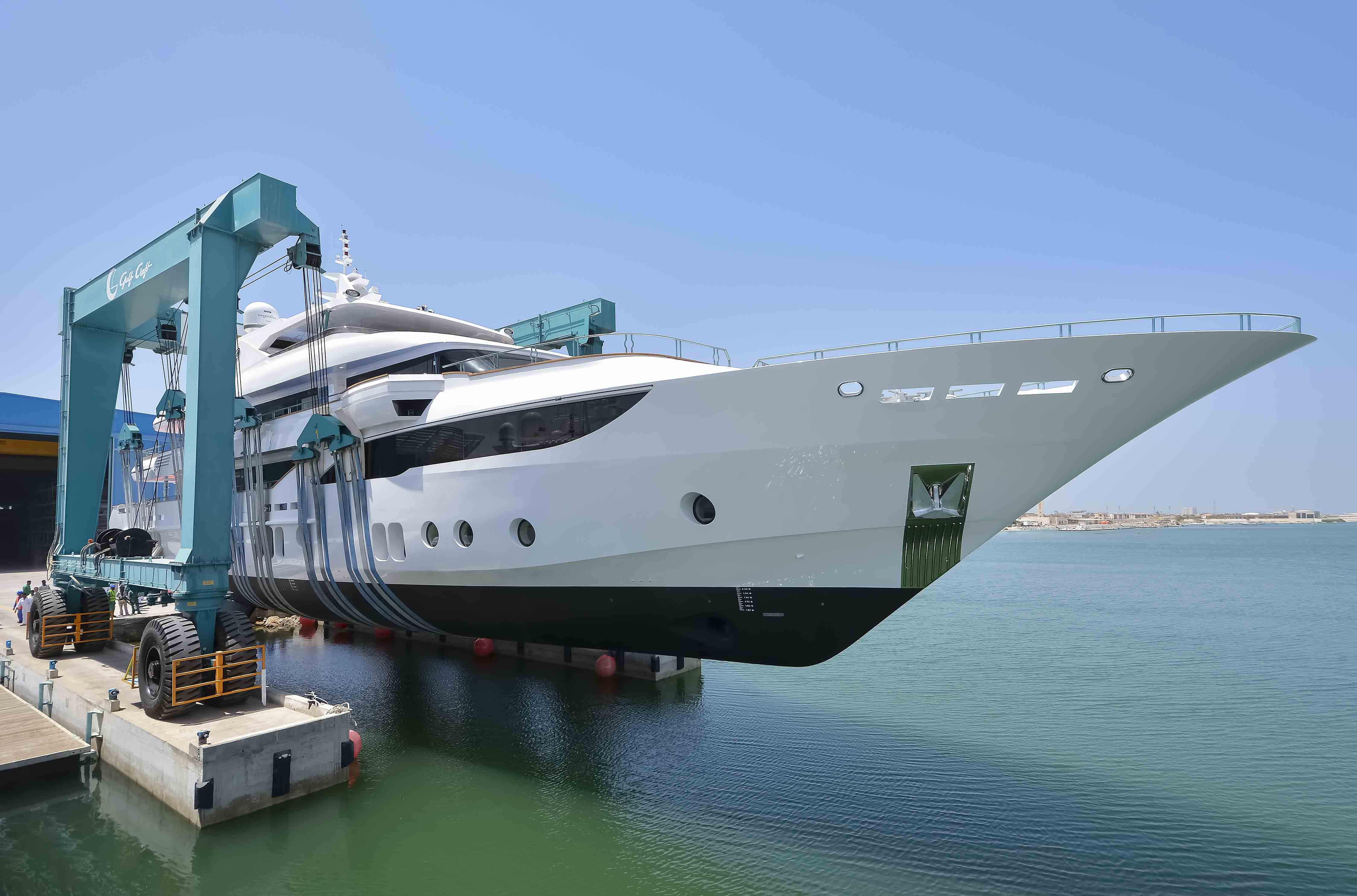 Gulf Craft's largest manufactured superyacht Majesty 155 being launched ...