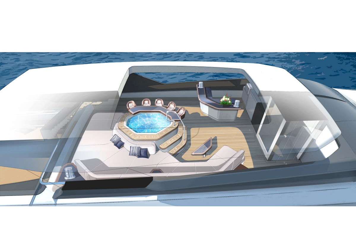 Superyacht AVANTI - Sundeck Jacuzzi and bar — Yacht Charter ...