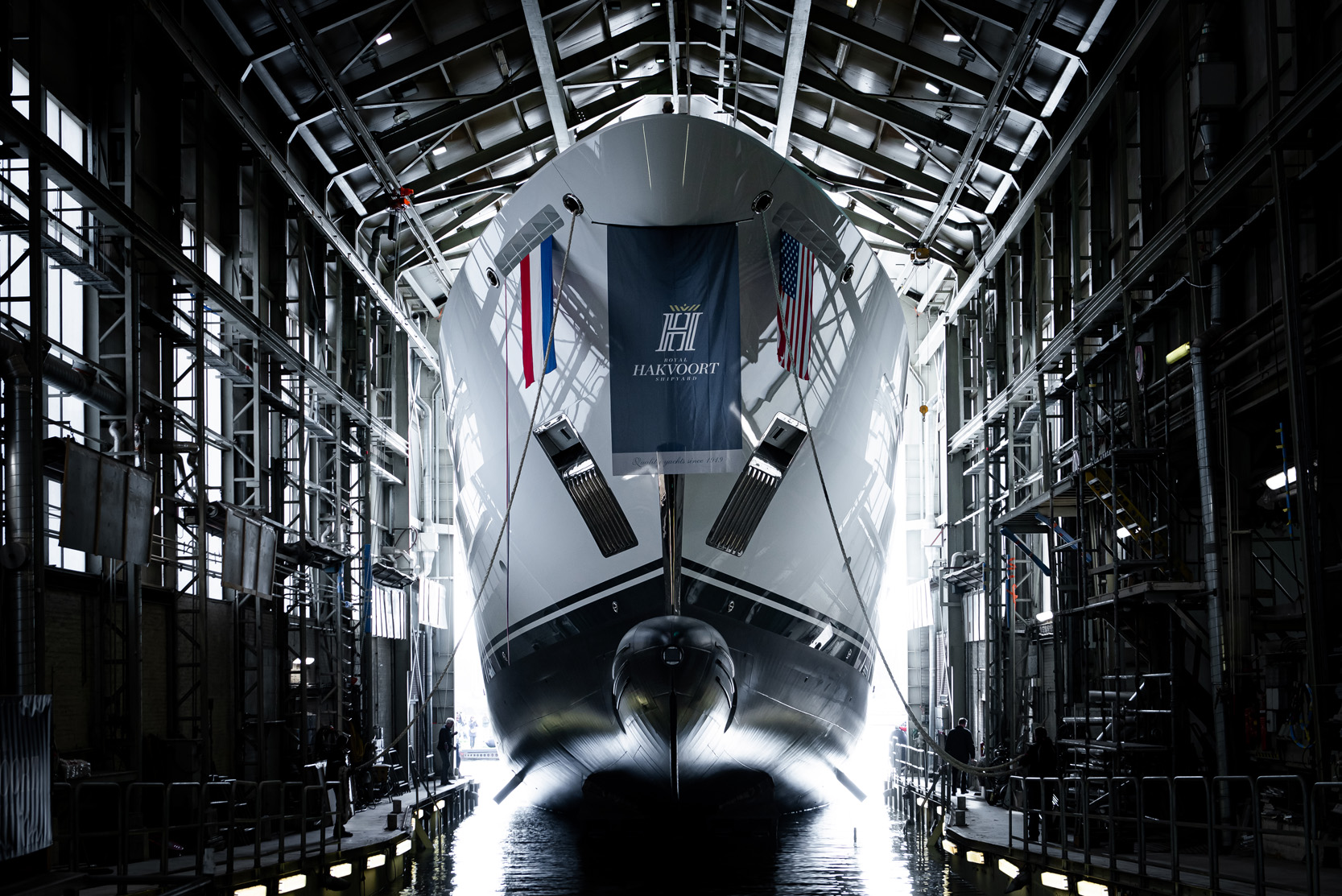 61m superyacht Project YN251 in the shed -Photo © Tom van Oossanen ...