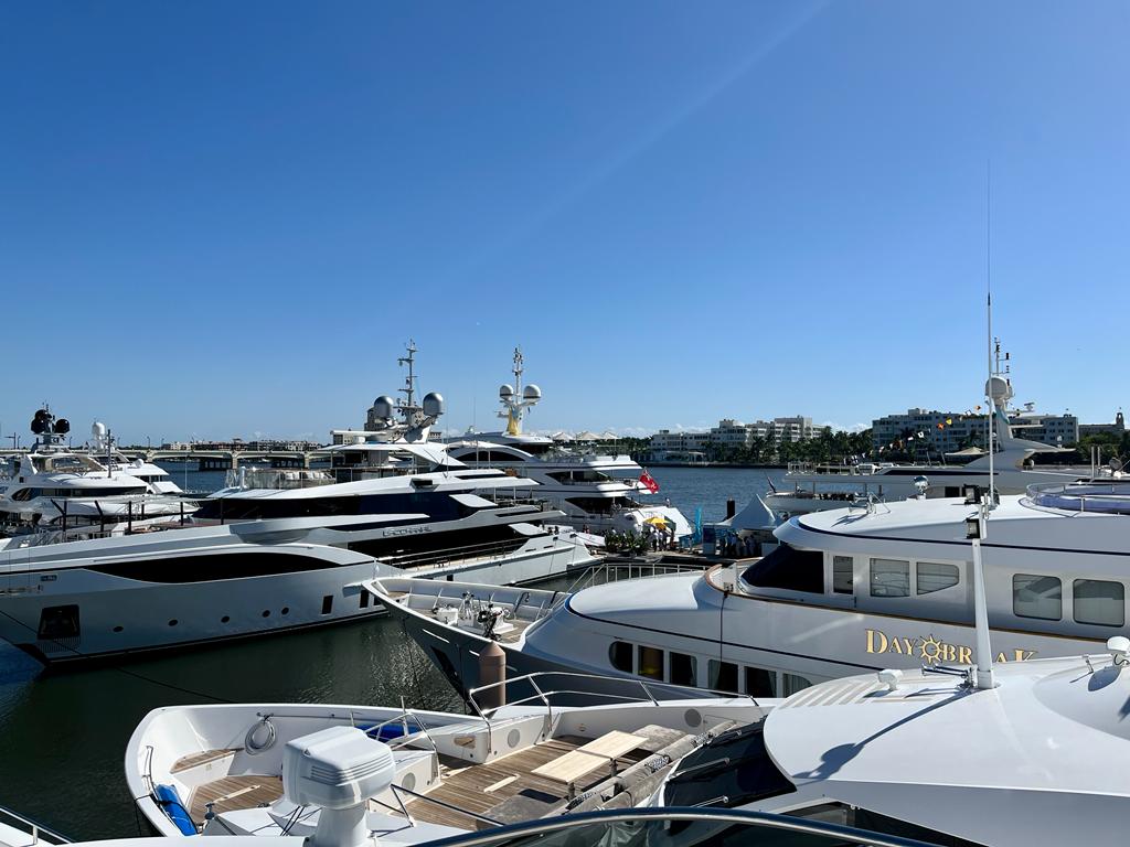 Motor yacht BACCHANAL and DAY BREAK at Palm Beach International Boat ...