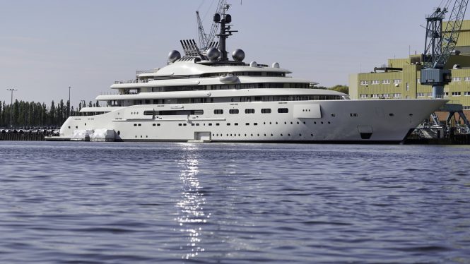 160m Lurssen mega yacht PROJECT BLUE under outfitting — Yacht Charter ...