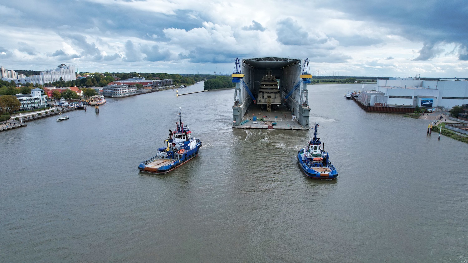 DILBAR inside dock 10 on her way to Lurssen - Photo © DrDuu — Yacht ...