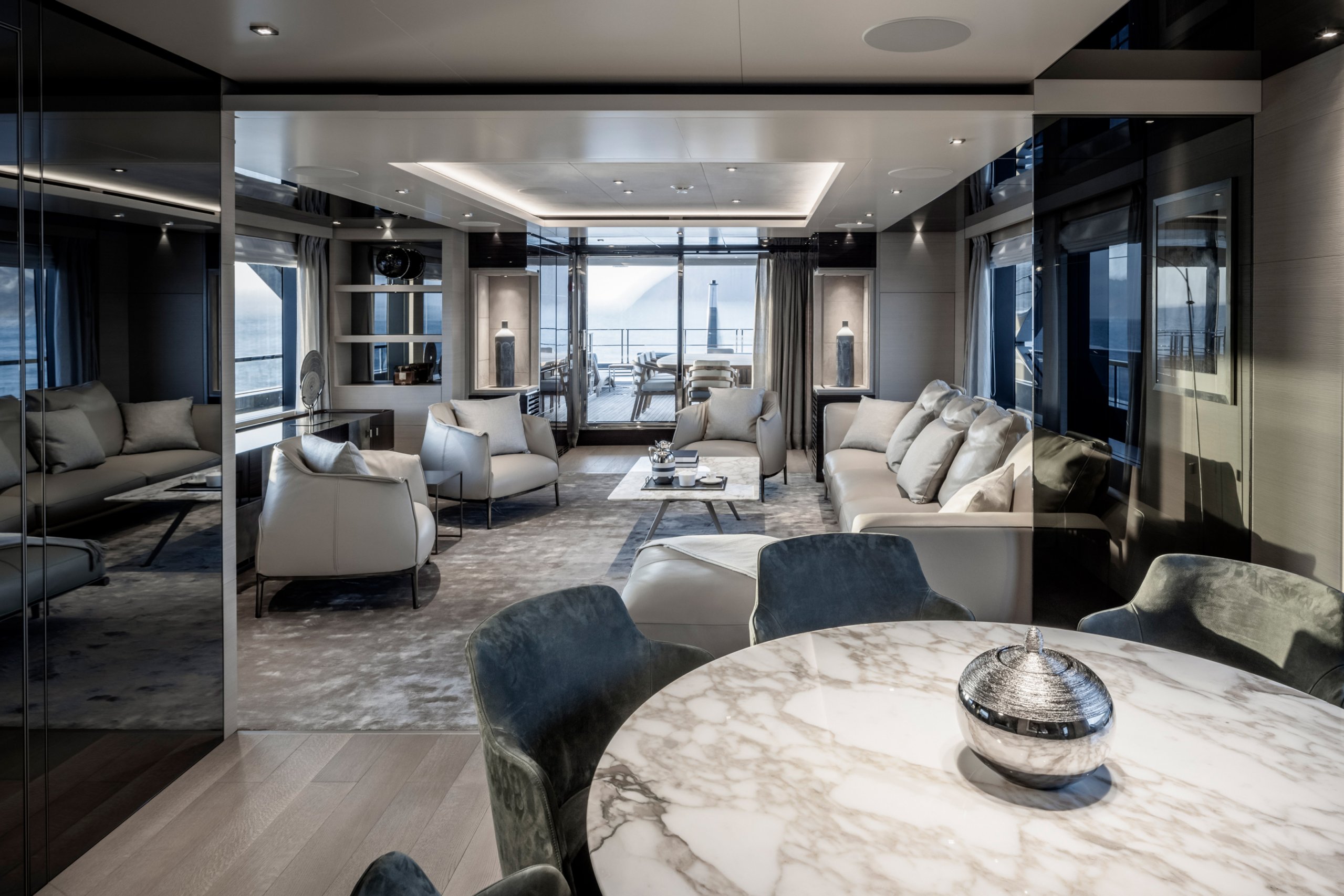Saloon and aft deck area - Photo © Guillaume Plisson — Yacht Charter & Superyacht News