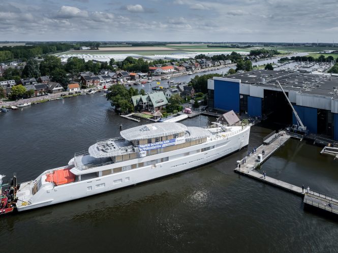 76M mega yacht Project 825 by Feadship moved to Kaag for outfitting ...