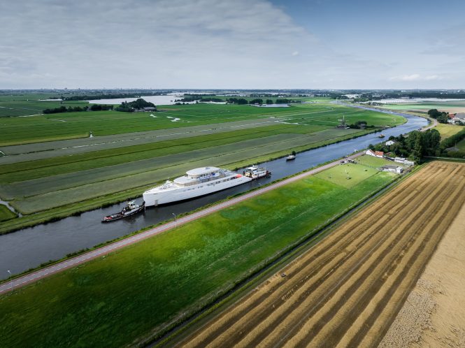 76M mega yacht Project 825 by Feadship moved to Kaag for outfitting ...